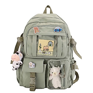 Kawaii Backpack With cute plush pendant and Kawaii pins,Aesthetic Backpack Cute Kawaii Backpack for School