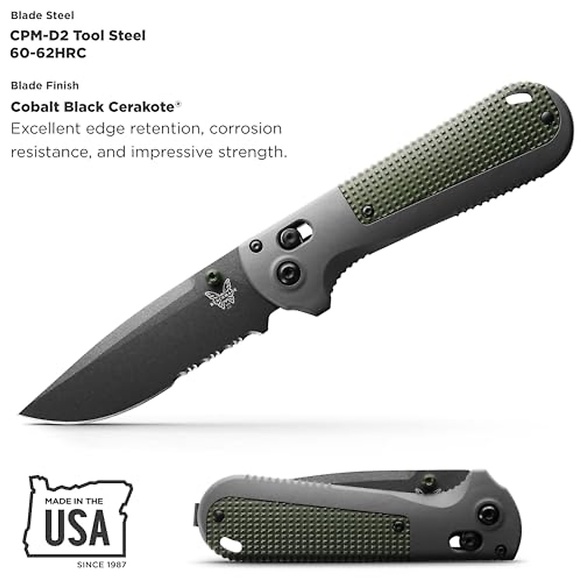 Benchmade - Redoubt 430 Tactical Knife with Overlander Gray Grivory Handle (430SBK)