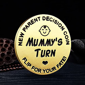 2 Pcs Parent Decision Coin for New Parents, Fun Flip Coin Gold Silver, Mommy's Turn Daddy's Turn Coin, New Baby Shower Gifts, Pregnancy Girls First Time Moms Dads to Be Coin Collecting (Double-Sided)