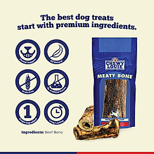 CHEWY LOUIE Large Meaty Bone 3pk - One Ingredient, Flavor Packed for Picky Eaters, All Natural, No Artificial Flavors or Chemicals, Long-Lasting, Superior Dental Support Dog Treats.