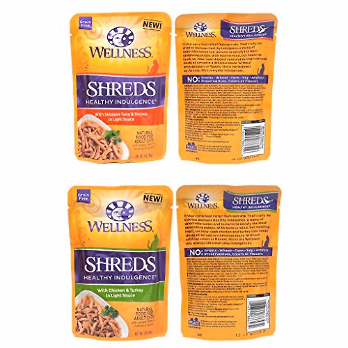 Wellness Healthy Indulgence Wet Cat Food Pouch Variety Pack, 10 Flavors, 3-Ounces Each (10 Pack)