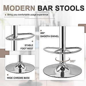 VECELO Adjustable Bar Stools Set of 2, Bar Height Stools for Kitchen Counter