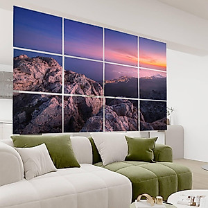 Hanging Room Divider Beautiful landscape top mountains colorful sky 12 Pieces Decorative Screen Panels PVC Room Divider Panels for Living Room Bedroom Office Restaurant Hotel Decor