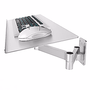 QQXX Wall Keyboard Arm Tray,24 Inch Silver Keyboard Tray Mount Tray,Adjustable Ergonomic Keyboard Platform,Wall Mounted Sit-Stand Wall Keyboard Arm,Office Furniture Accessories