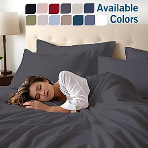 Saaz Linen 1000 Thread Count King Size Sheet Set - 100% Egyptian Cotton Hotel Luxury Collection Bedding Sheets - Fits Upto 16 Inch Deep Pocket - Sateen Weave Solid 4 Piece Sheets Set (Dark Grey)