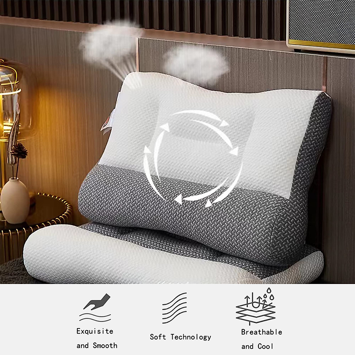 OTONIS Super Ergonomic Pillow 2024 for Neck and Shoulder Pain, Orthopedic Correction Repair Traction Contour Pillow, Supportive and Bigger Version, Gray