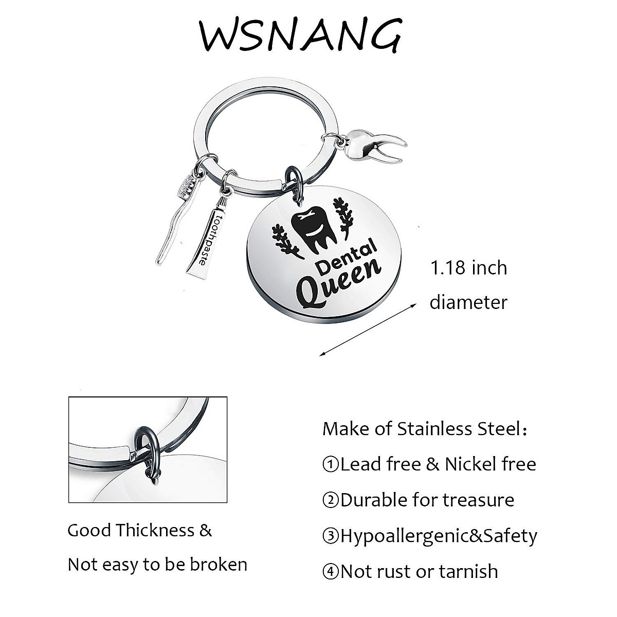 WSNANG Dentist Gifts Dental Queen Keychain Dental Assistant Graduation Gift Dental Hygienist Jewelry for Women (Dental Queen Keychain)