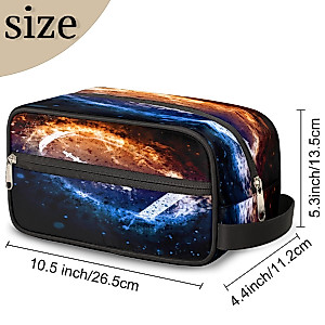 American Football Galaxy Space Travel Toiletry Bag Dopp Kit for Women Girls Nurse Sport Ball Portable Men Shaving Bag Zipper Makeup Cosmetic Bag Organizer Pouch Bathroom Toiletry Kit