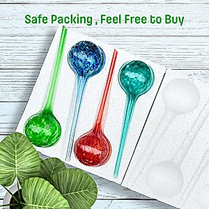 Pirhom Large Plant Watering Globes-Set of 4 | Durable Glass Automatic Waterer for Indoor Outdoor Plants | Up to 2 Weeks Hands Free | Ideal for Vacation Watering & Garden Decoration | 12"x3.5"