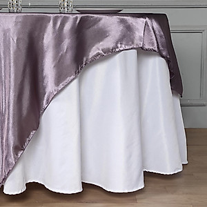 Tableclothsfactory 60" Satin Square Tablecloth Overlay for Wedding Catering Party Table Top Decorations Amethyst
