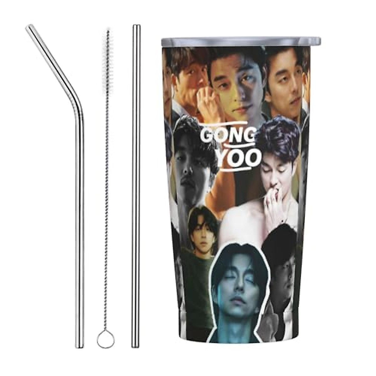 OAEWRE Gong Actors Yoo Stainless Steel Mug Insulated Tumbler Coffee Mugs with Lids and Straw Double Wall Vacuum Cup 20oz