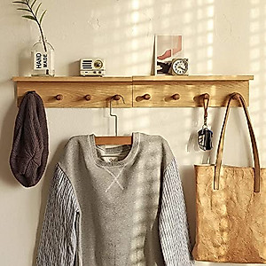 XAOMLP Entrance Coat Rack ，Coat Hooks, Wall-Mounted Wooden Hook Rack, Wall-Mounted Shelves are Very Suitable for Your Entrance, mud Room, Bathroom, etc(1pcs)