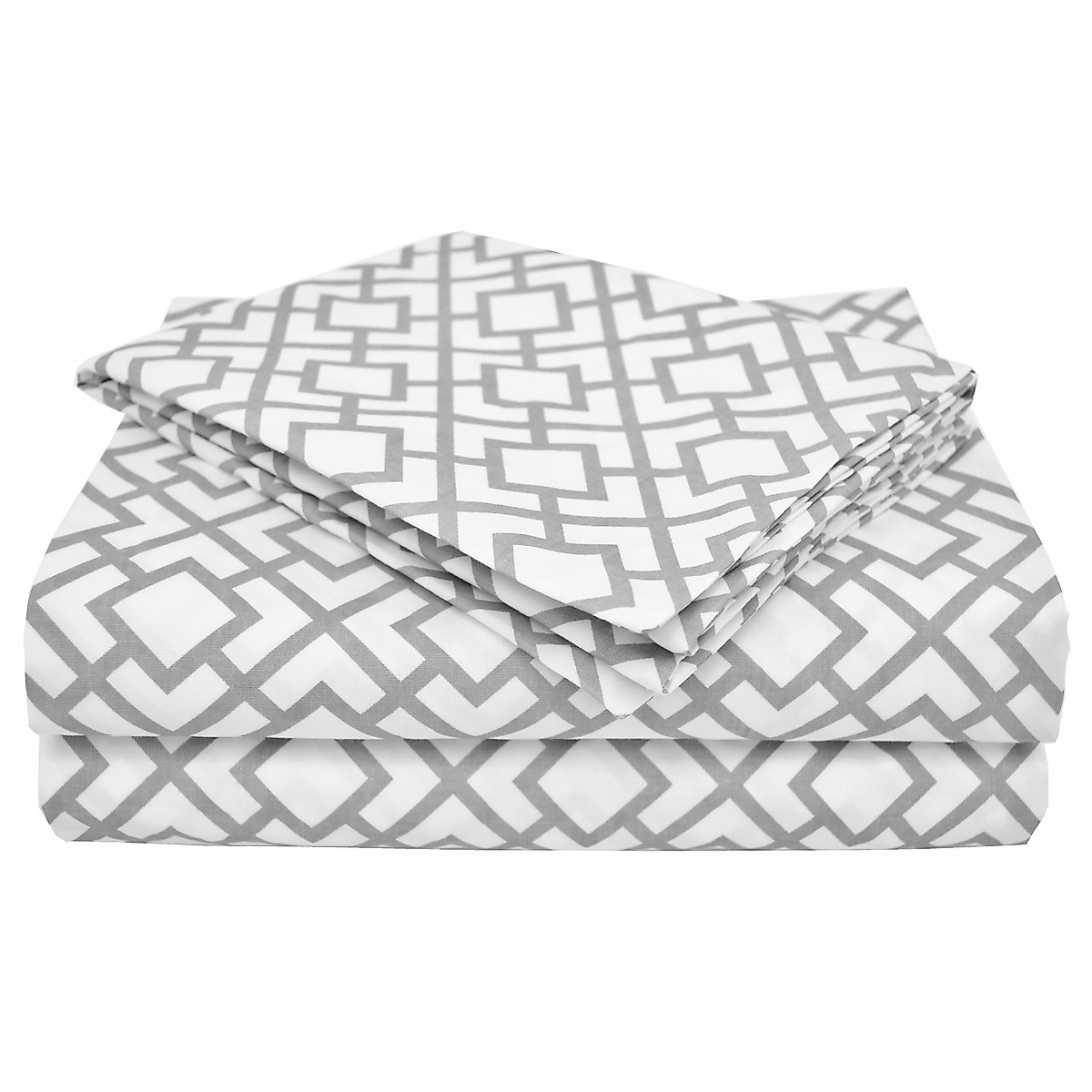 American Baby Company 100% Natural Cotton Percale Toddler Bedding Sheet Set, Gray Lattice, 3 Piece, Soft Breathable, for Boys and Girls