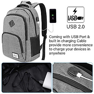 Oberhoffe Laptop Backpack Travel Backpack with USB Charging Port Anti Thief/Water Resistant College School Bookbag for Women Men Business Backpack Fit 15.6 inch Notebook (Grey)