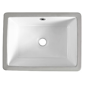 16 Inch Undermount Bathroom Sink Small Rectangle Undermount Sink White Ceramic Under Counter Bathroom Sink with Overflow (15.70"x11.69")