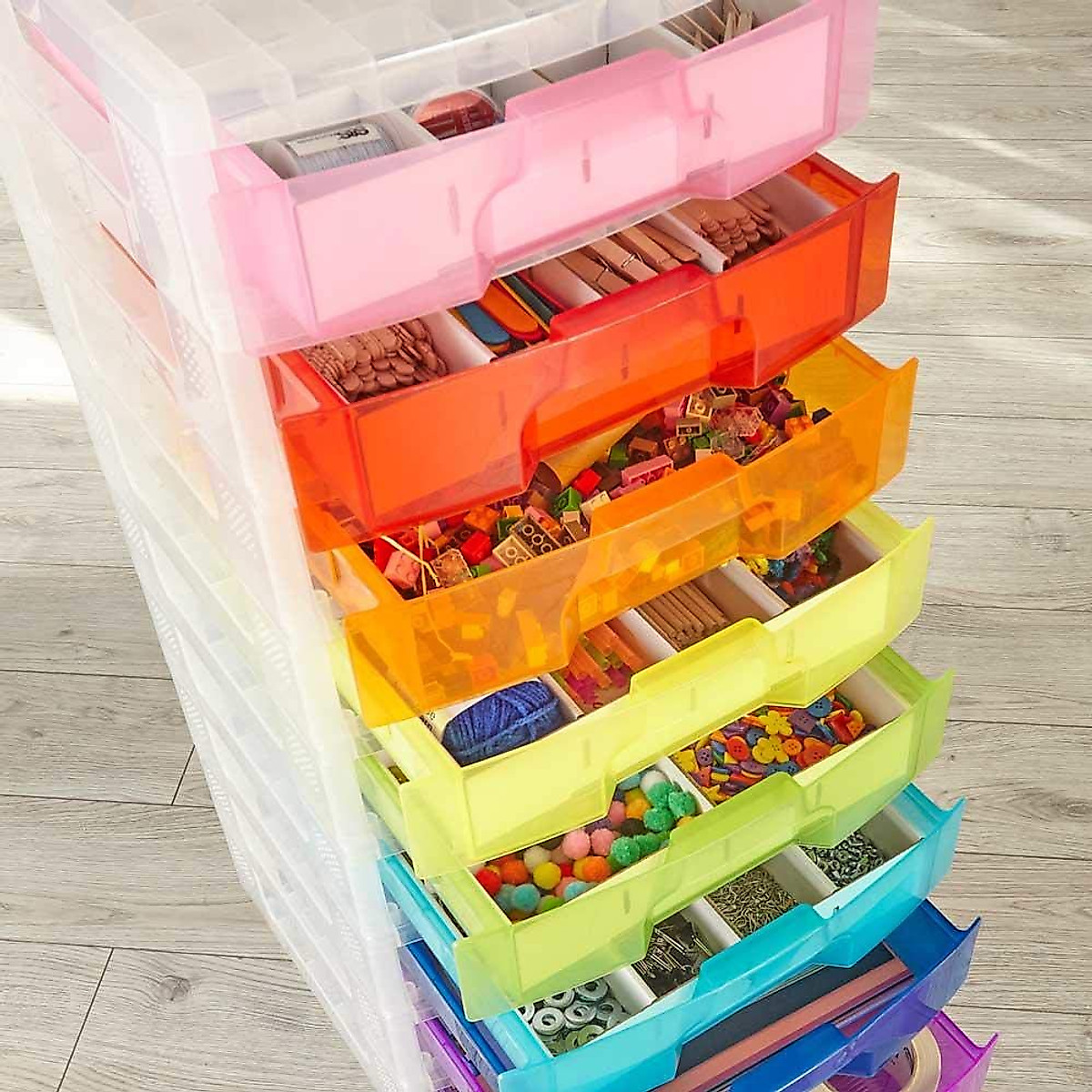 hand2mind Classroom Makerspace Cart for Grade K-2, STEAM Activities, Classroom Cart, Makerspace Supplies, Elementary Classroom Materials, Craft Storage Drawers, Activity Cart, Kids Engineering