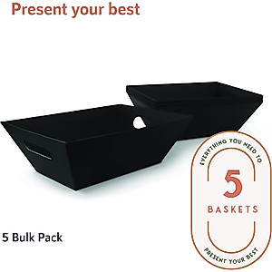 [5pk] 10x12 Black Baskets for Gifts Empty | Basket for Snacks | Large Rectangular Basket with Handles |Wine Gift Basket | Storage, Display, Gifts | Gift to Impress-Upper Midland Products