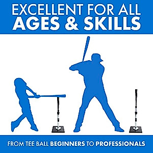 Tanner Tee The Original Professional - Style Baseball Tee Softball Adult Batting Tee with Durable Composite Base, Hand-rolled Flexible Rubber Ball Rest, Adjustable: 26" to 43", Durable Steel Stem