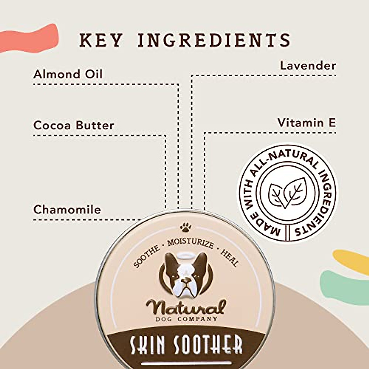 Natural Dog Company Skin Soother Bundle, Includes 2oz Tin + 0.15oz Stick, All Natural Healing Balm for Dogs, Relieves Dry, Itchy Skin, Treats Skin Irritations, Wounds, Hot Spots, Dermatitis