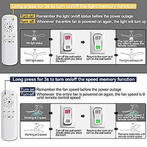 OMYU 42 Inch Ceiling Fans with Lights, ABS Blades, Noiseless Reversible DC Motor, 6 Speeds and 3 Color Temperatures, White Ceiling Fan with Remote Control for Bedroom Living Room Office