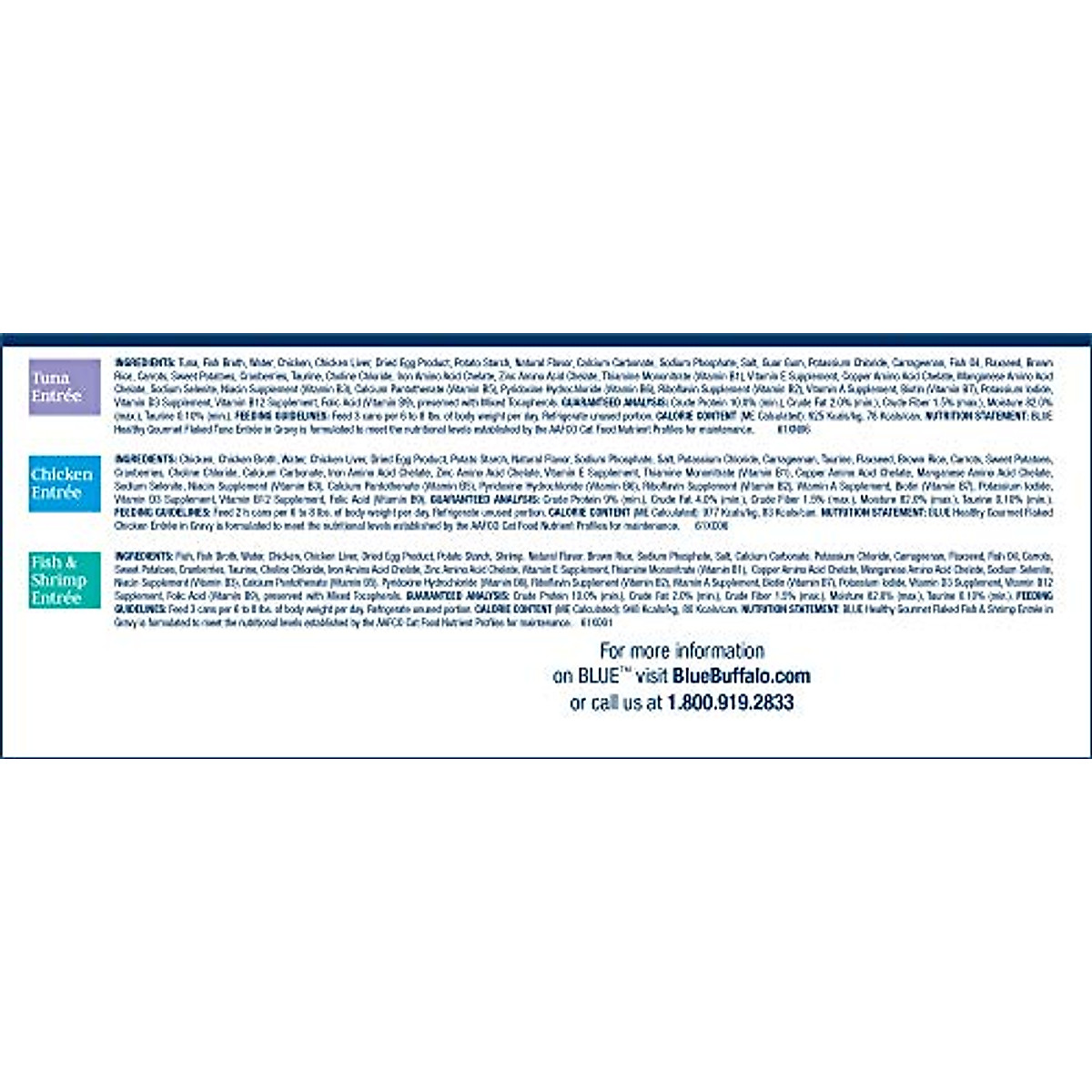 Blue Buffalo Healthy Gourmet Natural Adult Flaked Wet Cat Food Variety Pack Tuna, Chicken, Fish & Shrimp 3-Oz Cans (12 Count- 4 of Each Flavor)