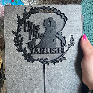 Custom Mr And Mrs Cake Topper - Bride Groom Cake Topper With Two Pet Dogs Silhouette, Personalized Wedding Cake Topper, Custom Cake Topper