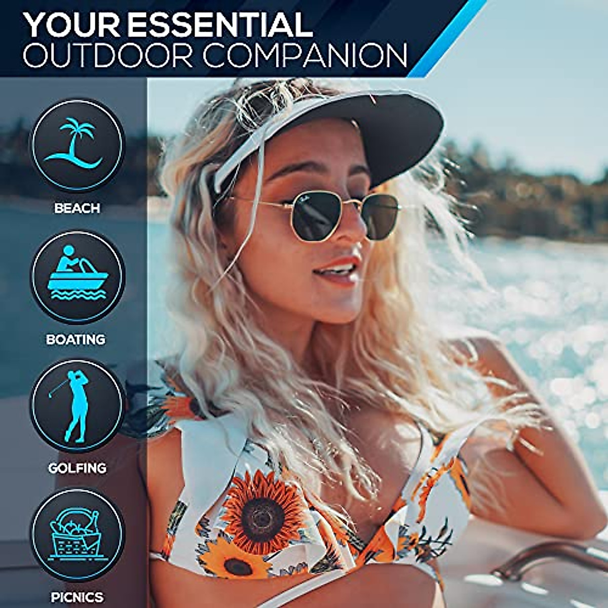 No Headache Women’s Sun Visor Square Brim Sun Visor Golf Visor Tennis Visor