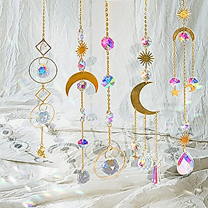 Crystal Suncatcher, 5pcs Window Hanging Sun Catchers Crystal Chandelier Ball Prism Pendant Light Catcher Ornament, Garden Suncatchers Window Rainbow Maker for Home Wedding Decoration Gifts