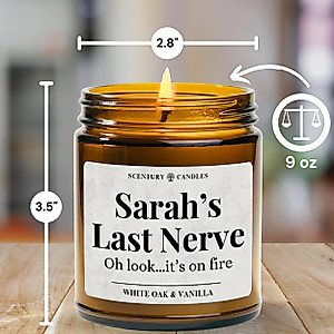 PERSONALIZED Last Nerve Candle | 21 Scents To Choose | Custom Birthday Gifts For Women, Funny Gift, Coworker Gift, Customized Gift For Mom/Dad/Her/Him, Gag Gifts, Scented Soy Candles, Handmade In USA