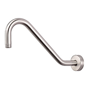 NearMoon J Shaped Shower Head Extension Arm, Stainless Steel Shower Head Height Extender with Flange, Riser Pipe Design for Cozy Shower Experience, Standard 1/2" Connection (12 Inch, Brushed Nickel)