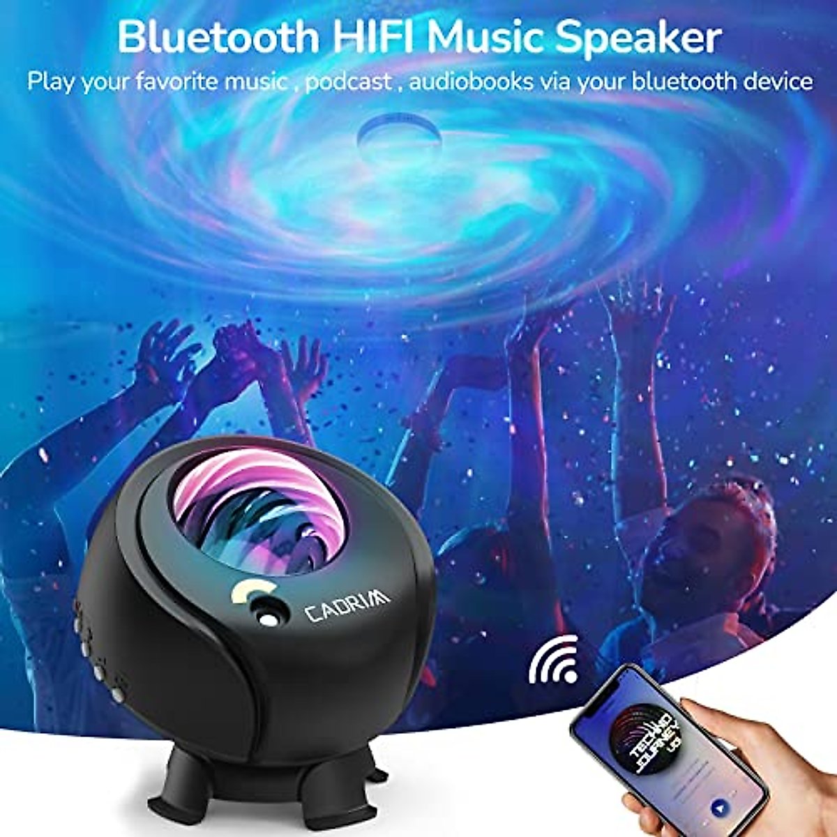 Cadrim 【Upgrade】 Star Projector, Galaxy Light Projector with Bluetooth Speaker and Remote, Night Light Projector for Adults and Kids, Largest Coverage Area, Changable Nebula and Galaxy Shapes