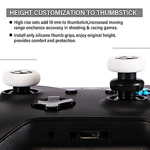 Playrealm FPS Thumbstick Extender & Printing Rubber Silicone Grip Cover 2 Sets for Xbox Series X/S & Xbox One Controller(Soccer)