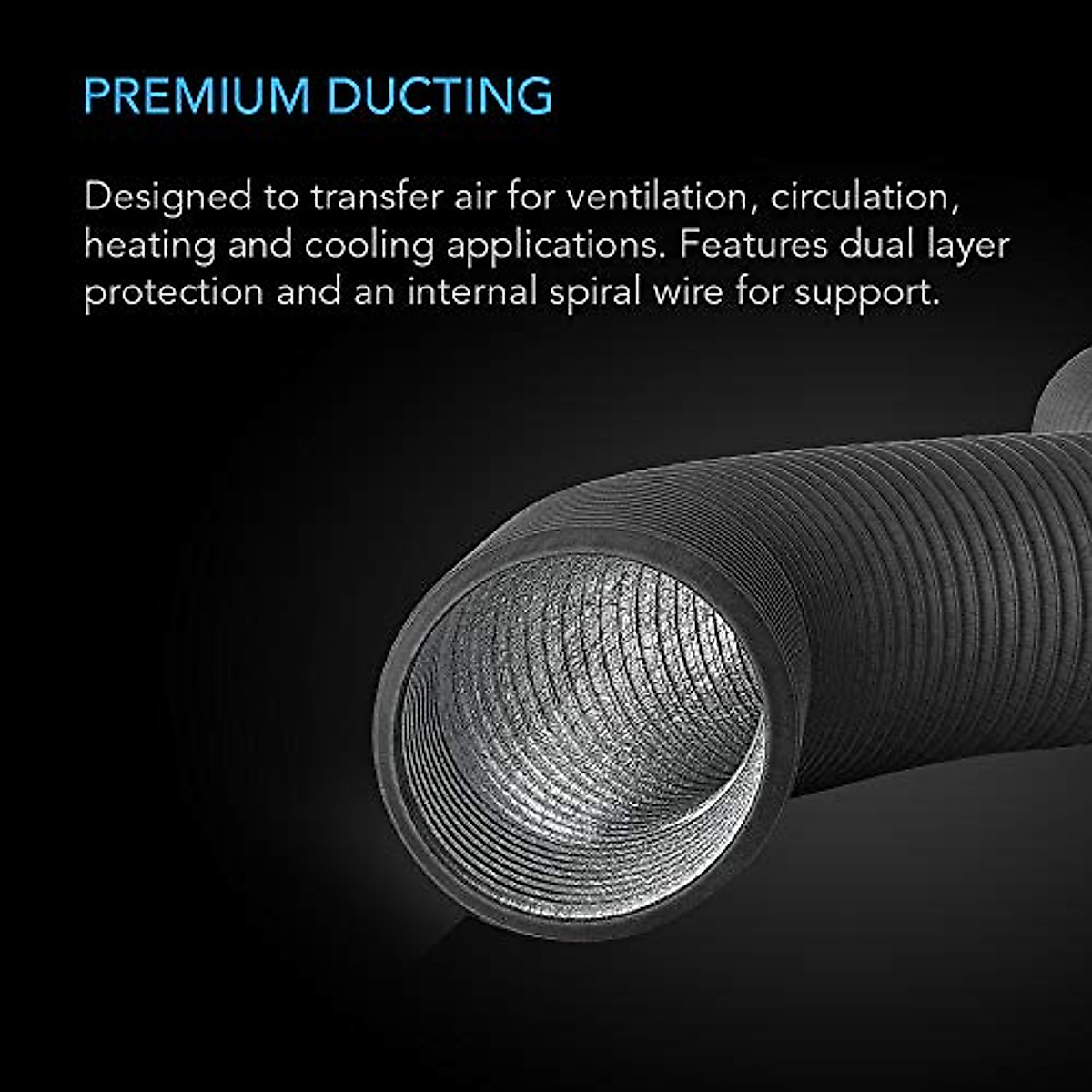 AC Infinity Flexible 6-Inch Aluminum Ducting, Heavy-Duty Four-Layer Protection, 8-Feet Long for Heating Cooling Ventilation and Exhaust