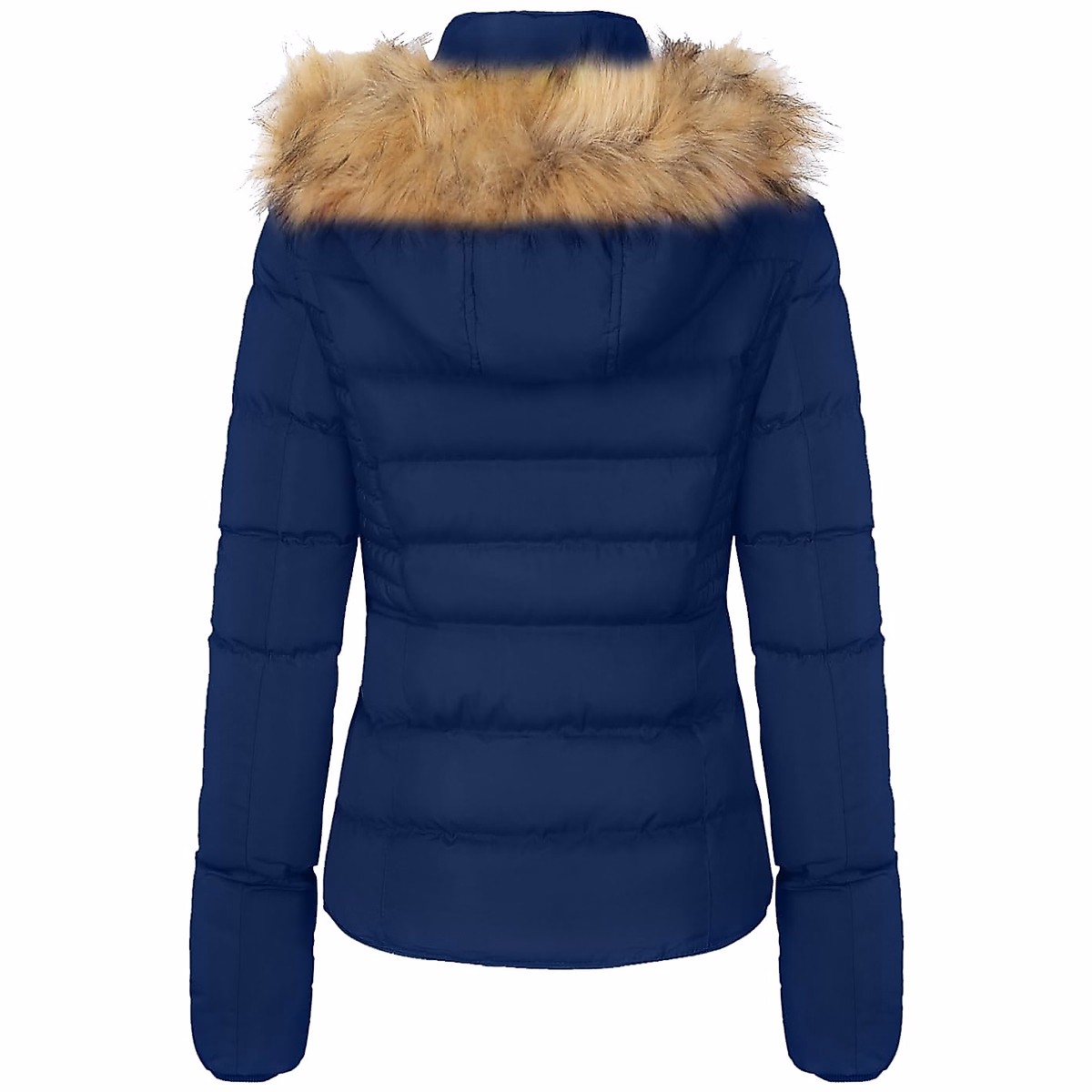 BodiLove Thickened Winter Puffer Jacket with Removable Faux Fur Hood Fleece Lining
