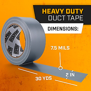 Lockport Duct Tape Heavy Duty Waterproof - 30 Yards x 2 Inch - 12 Roll Pack Silver Duct Tape Bulk - No Residue, Flexible, Strong, All-Weather Tape and Easy Tear - Grey Heavy Duty Duct Tape