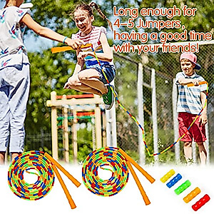 Supertrip Double Dutch Jump Rope Soft Beaded Jump Rope Long Jump Rope 16 FT 2 Pack, Jump Ropes For Women Adult Kids Adjustable Skipping Rope Long Enough for 4-5 Jumpers Orange