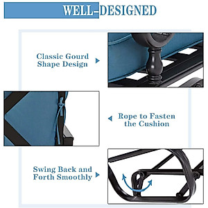 Incbruce 4Pcs Outdoor Metal Furniture Patio Conversation Sets (Glider, Bistro Table, 2 Spring Lounge Chairs) - Wrought Iron Outdoor Glider Chairs Sets (Peacock Blue)