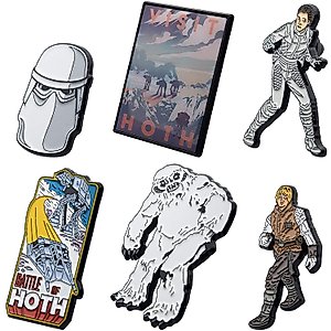 STAR WARS Hoth Metal-Based and Enamel 6 Lapel Pin Set with Officially Licensed 16cm Circular Window Box with Collapsible Kick Stand. (Amazon Exclusive)