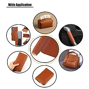 CDY Lychee Texture PU Fabric Leather,Solid Color Faux Leather Sheets 13.8"X53" Soft Faux Leather Roll Perfect for Crafts Handbags Wallets Jewelry Earrings Bows Making (Brown)