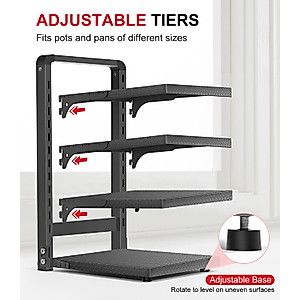 SIMPFIT Pots and Pans Organizer under Cabinet, Heavy Duty Pan Organizers for Cabinet & Counter, 4 Tier Adjustable Pan & Pot Rack for Kitchen Cabinet Organizers and Storage