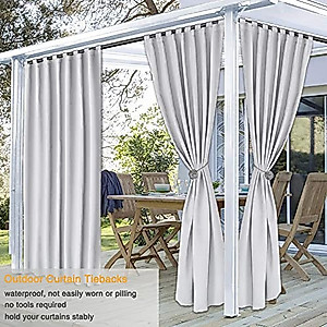 HIASTRA Strong Magnetic Curtain Tiebacks, 2 Pack Curtain Tie Modern Window Decorative Tie Backs for Curtains Rope Outdoor Holder for Sheer Blackout Drapes, Silver Grey