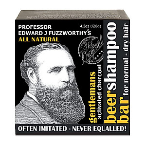Professor Fuzzworthy's Charcoal Shampoo Bar & Conditioner Bar Grooming Kit for Men - 100% Natural Zero Waste Beard Care | Long Lasting Shampoo = 3 Liquid Shampoo Bottles