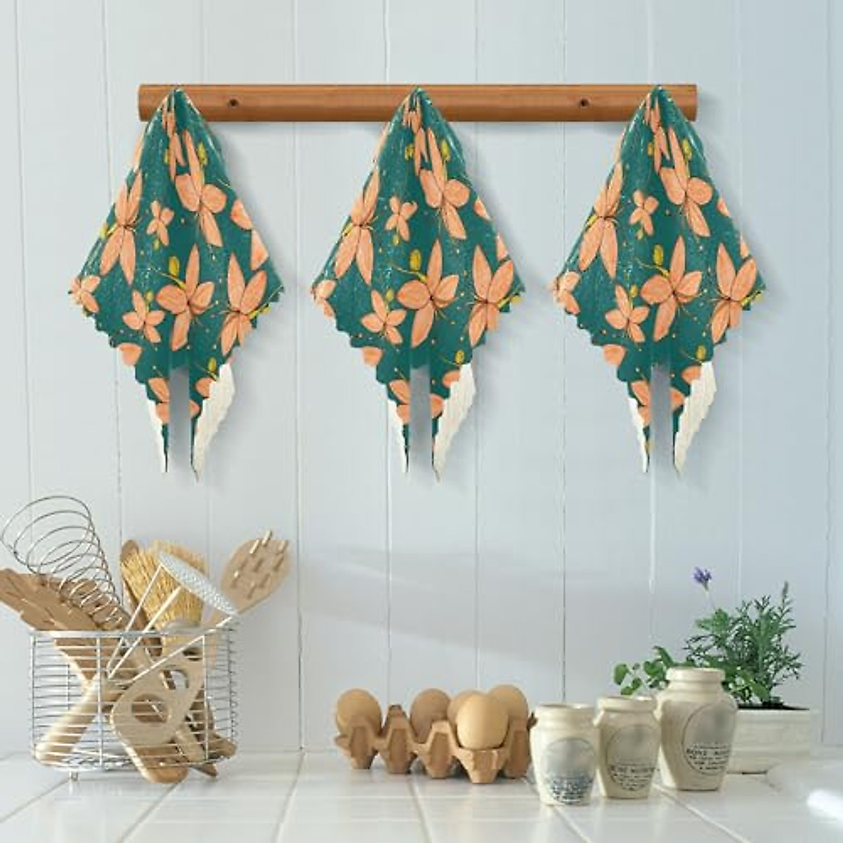 FRODOTGV Creative Pattern Flowers Ethnic Style Kitchen Accessories for Cooking New Home Tea Towel Kitchen Terry Dish Cloth Farmhouse Kitchen Hand Towels