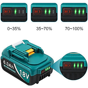 Aoasur 2023 Upgrade Version 6.0Ah Replacement for Makita 18V Battery 2Packs, Same Color as Makita Tool, fits All Makita 18V Tools and OEM Charger