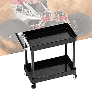 Cart Shelf, 2 Tier Metal Tools Trolley Superb Craftsmanship Easy To Assemble and Disassemble for Placing Bolts,Screws(black)