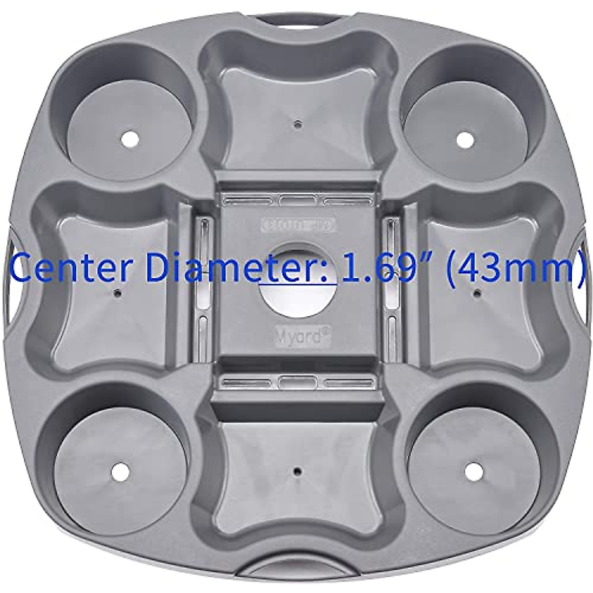 MYard Umbrella Table Tray 15 Inches Pro for Beach, Swimming Pool with 4 Drink Holders, 4 Snck Grooves, 4 Sunglasses Holes, 4 Phone Slots, 4 Airpods Holes, 2 iPad Slots, 4 Small Bag Hangers (Gray)