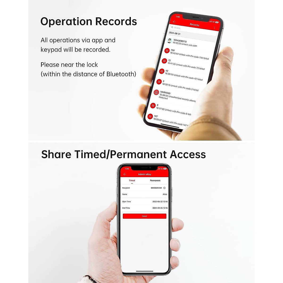 Security Smart Deadbolt, Hornbill Keyless Entry Door Lock with Biometric Fingerprint, Bluetooth Electronic Smart Lock with Keypad, App Control, Work with Alexa for Front Door, Bedroom, Apartment