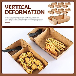 CALLARON Paper Food Container 50Pcs Kraft Paper Boxes Paper Candy Containers Paper Food Container for Cookies, Mini Pies, Cupcakes (Kraft Paper) Food Serving Boats