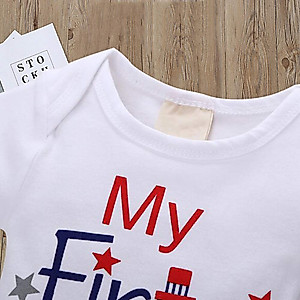 XFGLCK Newborn Infant Baby Boy 4th of July Shorts Set Short Sleeve Bodysuit + Stars Stripe Short American Flag Summer Outfits (My First 4th of July, 0-3 Months)