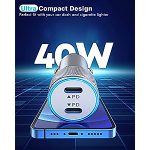 iPhone Car Charger, Dual USB C Fast Car Charger[Apple MFi Certified]40W Type C Apple Car Charger + 2pack 3.3ft Lightning Cable + 20W PD iPhone Charger Fast Charging for iPhone 14/13/12/11 Pro Max/iPad